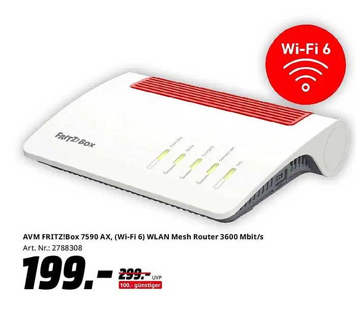 Avm Fritz!Box 7590 Ax (Wi-Fi 6) Wlan Mesh Router 3600 Mbit/S Angebot ...