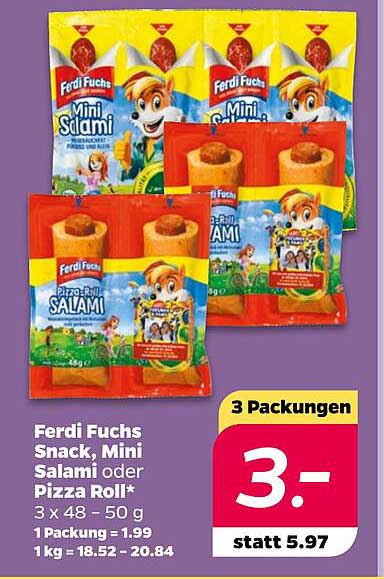 Ferdi Fuchs Snack, Mini Salami Oder Pizza Roll Angebot bei NETTO ...