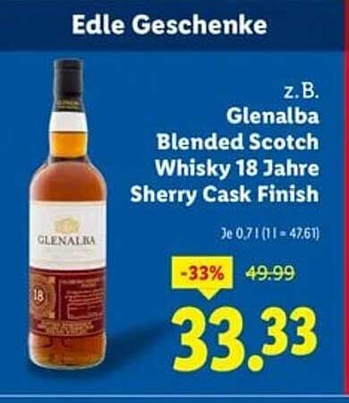 Glenalba Blended Scotch Whisky 18 Jahre Sherry Cask Finish Angebot bei ...