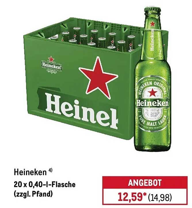 Heineken 20 X 0,40-L-Flasche (Zzgl. Pfand) Angebot bei METRO ...