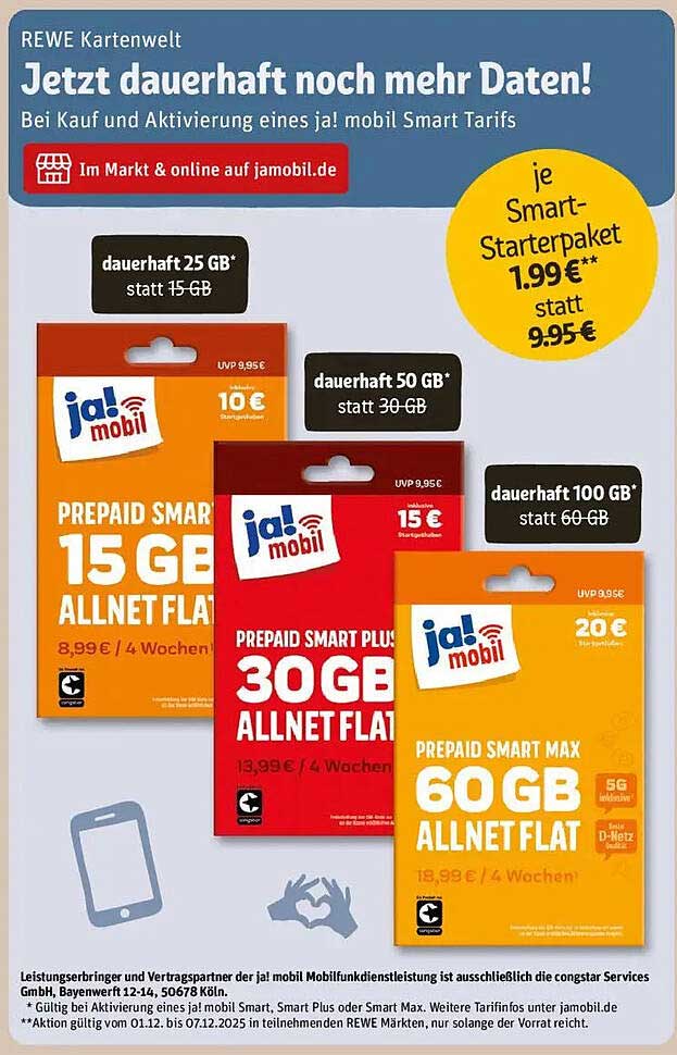 Ja! Mobil Smart Tarife Jetzt Mit Mehr Daten! Angebot bei REWE Kaufpark ...