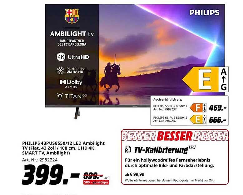 Philips 43Pus8550/12 Led Ambilight Tv (Flat, 43 Zoll / 108 Cm, Uhd 4K ...
