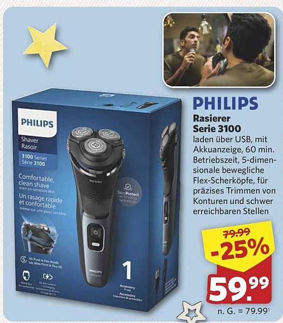 Philips Rasierer Serie 3100 Angebot bei Combi - ProspektGuru.de