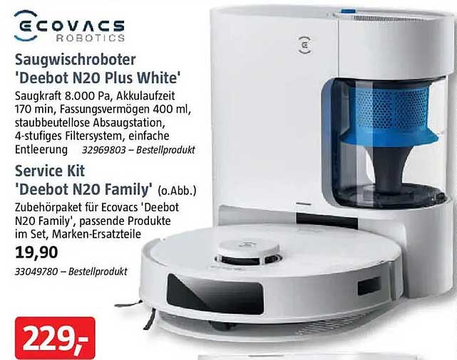 Saugwischroboter 'Deebot N20 Plus White' Angebot bei Bauhaus ...