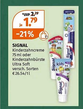 Signal Kinderzahnpasta 75 Ml Oder Kinderzahnbürste Ultra Soft Angebot ...