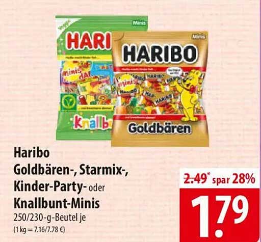 Haribo Goldbären-, Starmix-, Kinder-Party- Oder Knallbunt-Minis 250/230 ...