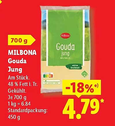 Milbona Gouda Jung Angebot bei Lidl - ProspektGuru.de