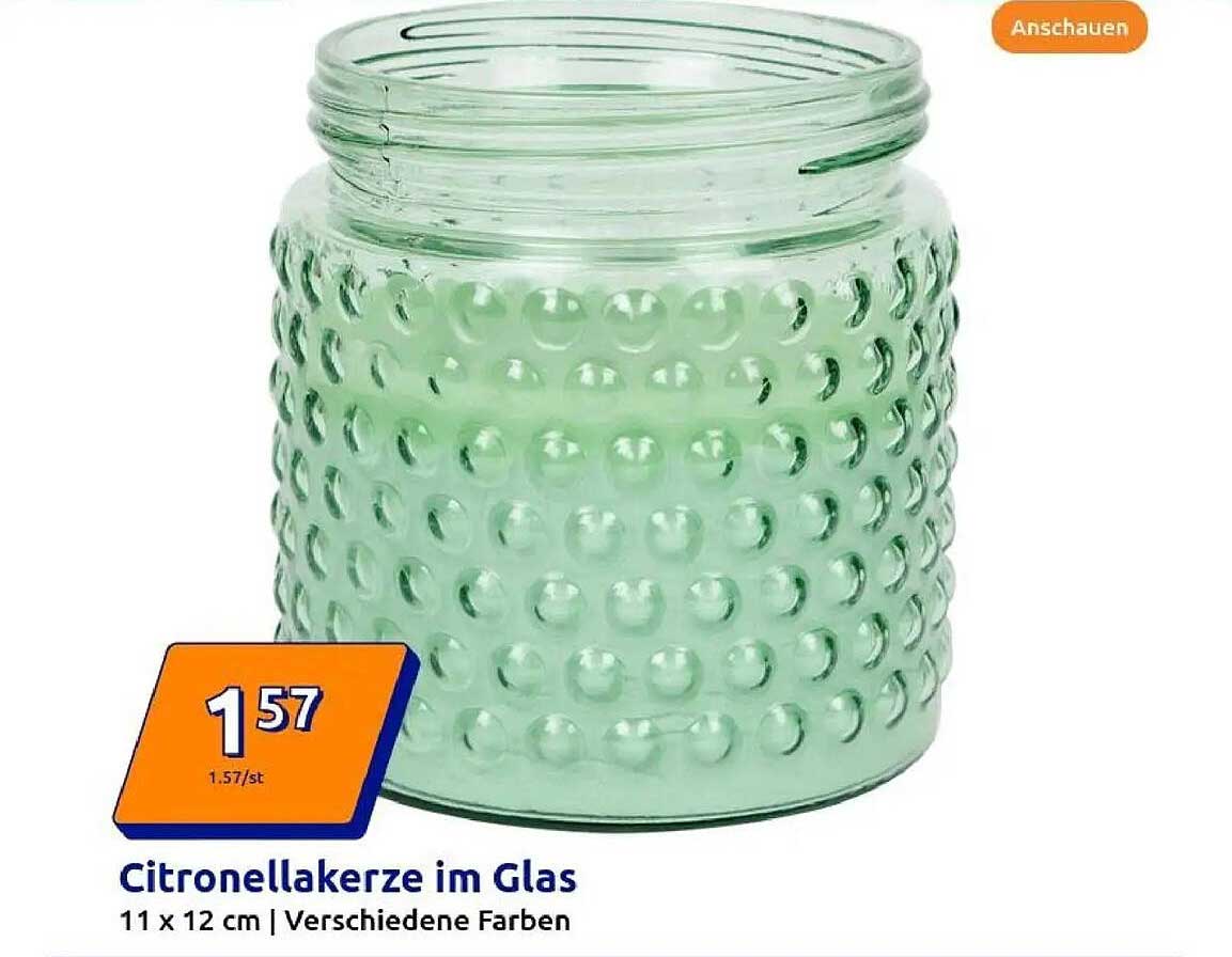 Citronellakerze Im Glas 11 X 12 Cm In Verschiedenen Farben Angebot bei ...