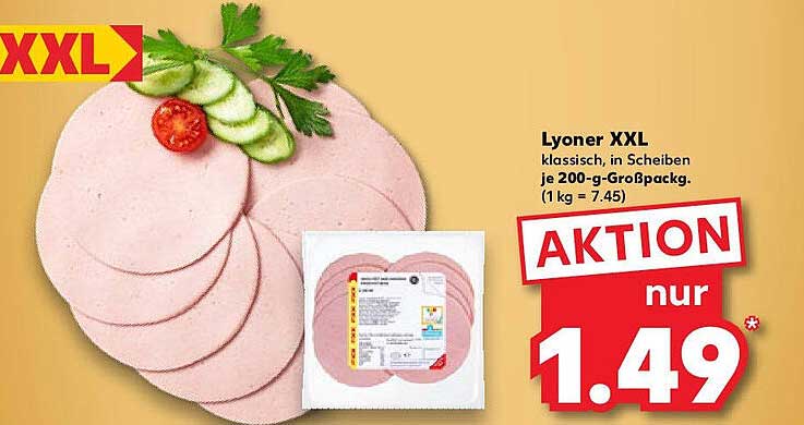 Lyoner Xxl Klassisch, In Scheiben Je 200-G-Großpackg. Angebot bei Kaufland
