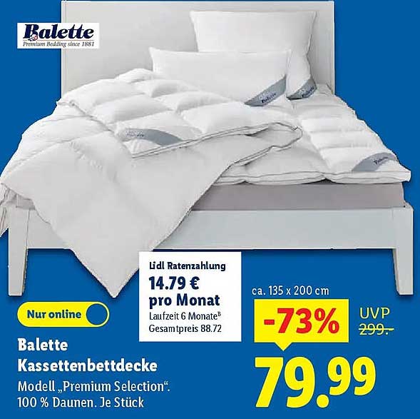 Balette Kassettenbettdecke Modell „Premium Selection“. 100 % Daunen. Je ...