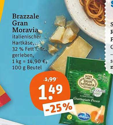 Brazzale Gran Moravia Italienischer Hartkäse, 32 % Fett I. Tr ...