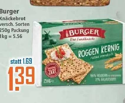 Burger Knäckebrot Verschieden Sorten 250G Packung Angebot bei K+K Klaas ...