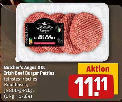 Butcher's Angus Xxl Irish Beef Burger Patties Angebot bei REWE Center ...