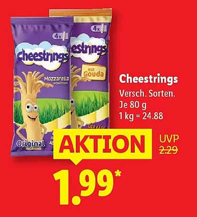 Cheestrings Versch. Sorten. Je 80 G Angebot bei Lidl - ProspektGuru.de
