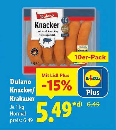Dulano Knacker/Krakauer Angebot bei Lidl - ProspektGuru.de