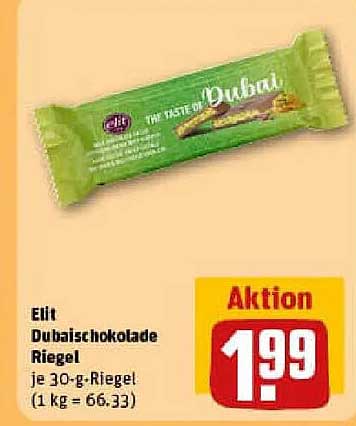 Elit Dubaischokolade Riegel Angebot bei REWE - ProspektGuru.de