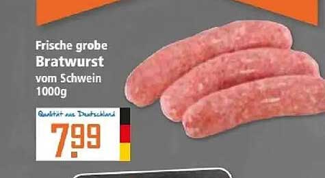 Frische Grobe Bratwurst Vom Schwein 1000G Angebot bei K+K Klaas & Kock ...