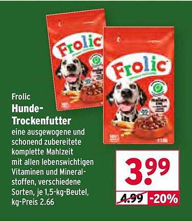 Frolic Hunde-Trockenfutter Eine Ausgewogene Und Schonend Zubereitete ...
