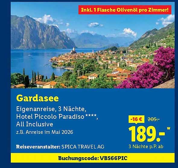 Gardasee Eigenanreise, 3 Nächte, Hotel Piccolo Paradiso****, All ...