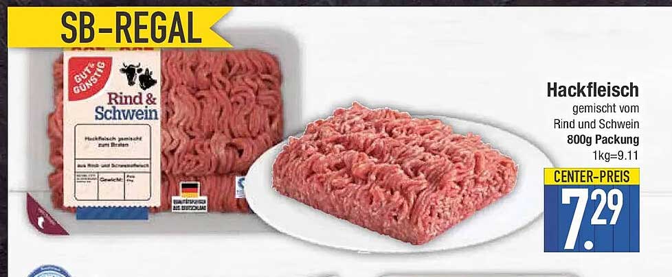 Hackfleisch Gemischt Vom Rind Und Schwein 800G Packung Angebot bei E ...