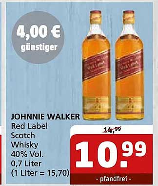 Johnnie Walker Red Label Scotch Whisky, 40% Vol. Angebot bei Edeka ...