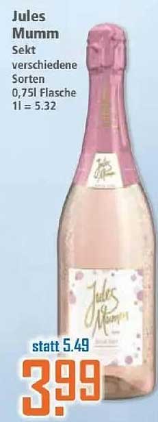 Jules Mumm Sekt Verschiedene Sorten 0,75L Flasche Angebot bei K+K Klaas ...