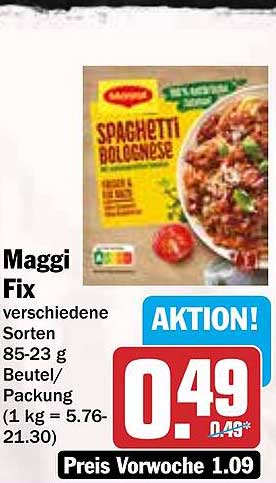 Maggi Fix Verschiedene Sorten 85-23 G Beutel/Packung Angebot bei Hit ...