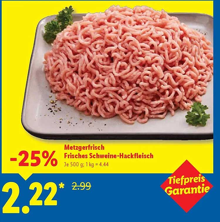 Metzgerfrisch Frisches Schweine-Hackfleisch Angebot bei Lidl ...