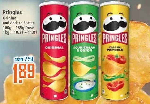 Pringles Original Und Andere Sorten 160G - 185G Dose Angebot bei K+K ...