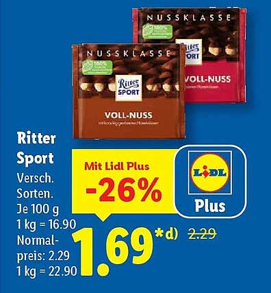 Ritter Sport Nussklasse Versch. Sorten 100 G Angebot bei Budni ...