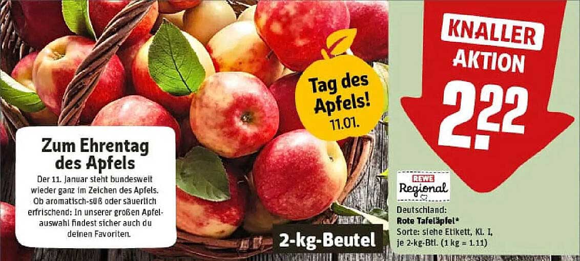 Rote Tafeläpfel 2-Kg-Beutel Angebot bei REWE - ProspektGuru.de