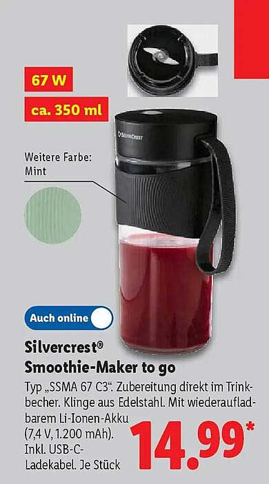Silvercrest® Smoothie-Maker To Go Angebot bei Lidl - ProspektGuru.de