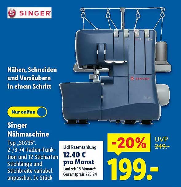 Singer Nähmaschine Typ „S0235“: 2-/3-/4-Faden-Funktion Und 12 ...
