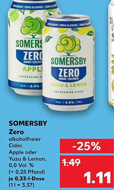Somersby Zero Alkoholfreier Cider, Apple Oder Yuzu & Lemon, 0,0 Vol ...