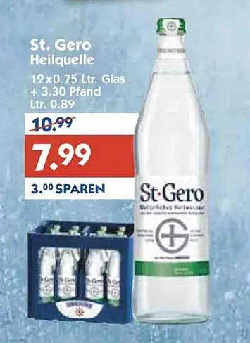 St. Gero Heilquelle 12X0.75 Ltr. Glas + 3.30 Pfand Ltr. 0.89 Angebot ...
