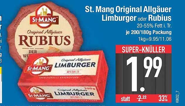 St. Mang Original Allgäuer Limburger Oder Rubius Angebot bei E-Center ...