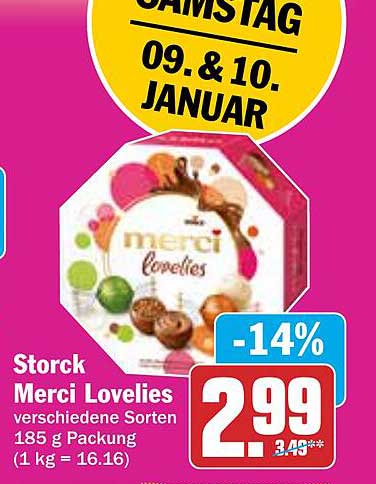 Storck Merci Lovelies Verschiedene Sorten 185 G Packung Angebot bei Hit ...