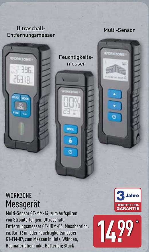 Workzone Messgerät Multi-Sensor Gt-Mm-14, Ultraschall-Entfernungsmesser ...