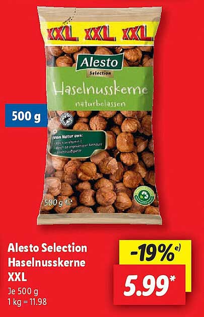Alesto Selection Haselnüssekerne Xxl Angebot bei Lidl