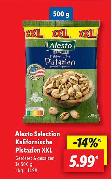 Alesto Selection Kalifornische Pistazien Xxl Angebot bei Lidl