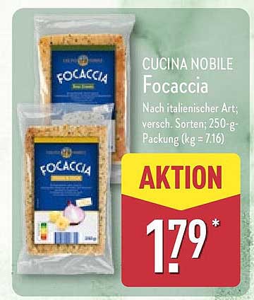Cucina Nobile Focaccia Angebot bei Aldi Nord