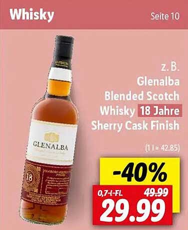 Glenalba Blended Scotch Whisky 18 Jahre Sherry Cask Finish Angebot bei ...