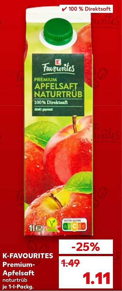 K-Favourites Premium-Apfelsaft Naturtrüb Angebot bei Kaufland