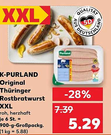 K-Purland Original Thüringer Rostbratwurst Xxl Angebot bei Kaufland