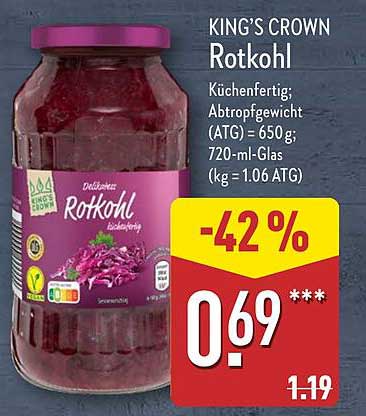 King's Crown Rotkohl Angebot bei Aldi Nord
