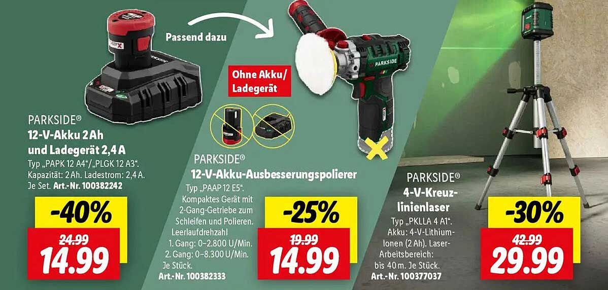 Parkside® 12-V-Akku 2Ah Und Ladegerät 2,4A Parkside® 12-V-Akku ...