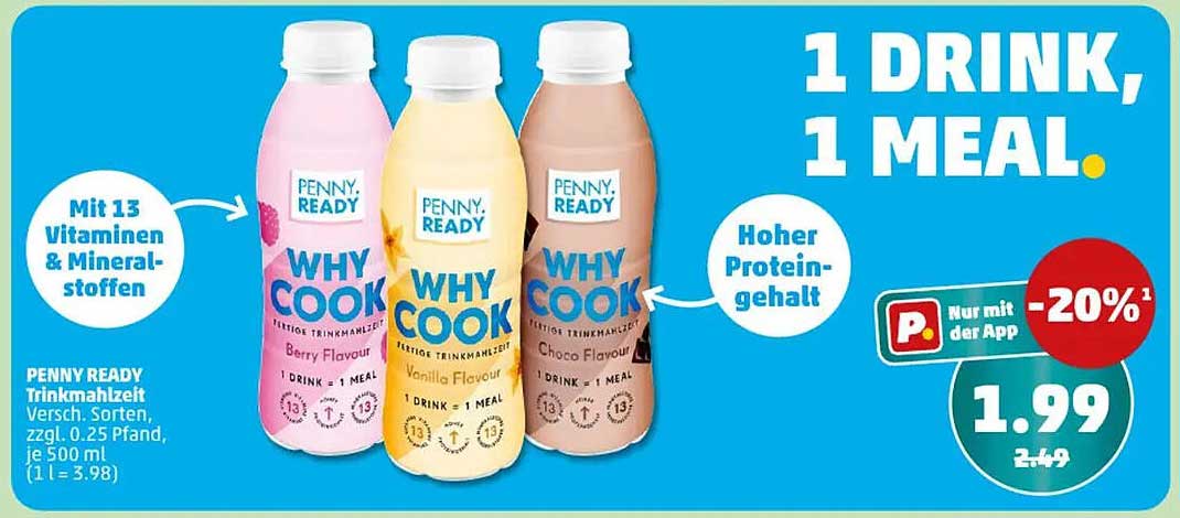 Penny Ready Trinkmahlzeit Warum Kochen Berry Flavour, Vanilla Flavour ...