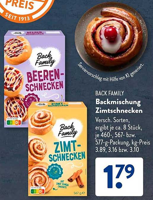 Back Family Backmischung Zimtschnecken Angebot bei Aldi Süd ...