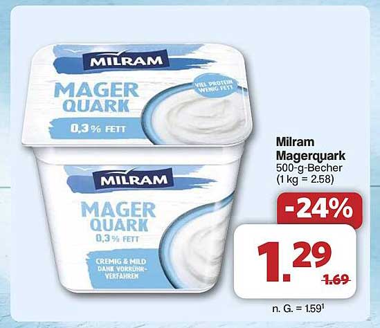 Milram Magerquark 0,3 % Fett - 500 G Becher Angebot bei Famila Nord West