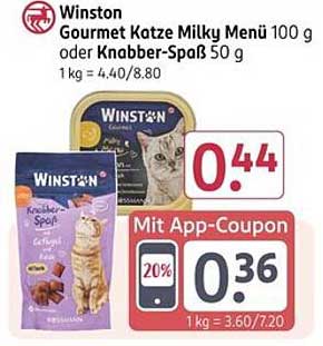 Winston Gourmet Katze Milky Menü 100 G Oder Knabber-Spaß 50 G Angebot ...